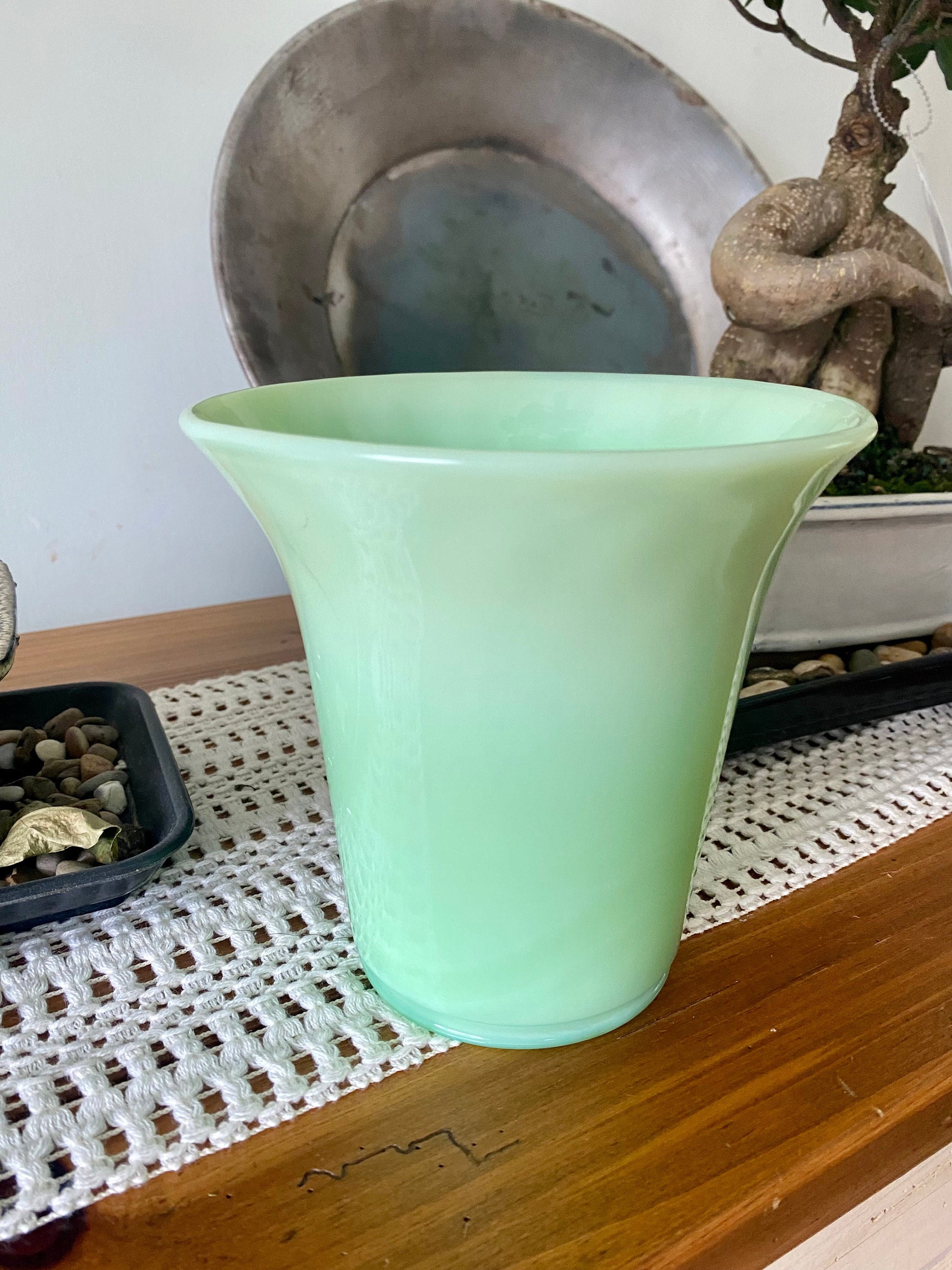 Vintage Jadeite Fenton Art Glass Vase Mid-century Decor - Etsy