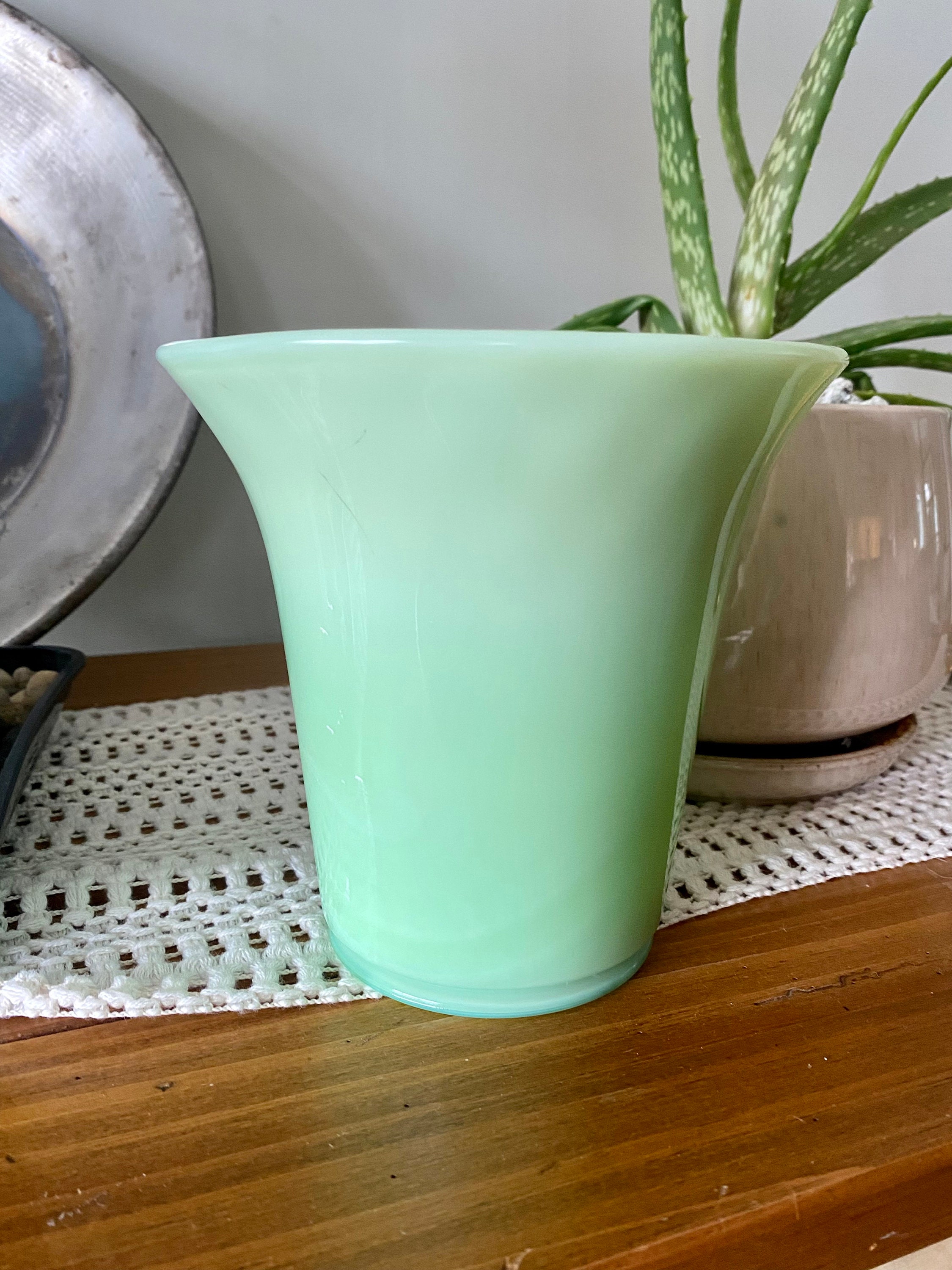 Vintage Jadeite Fenton Art Glass Vase Mid-century Decor - Etsy