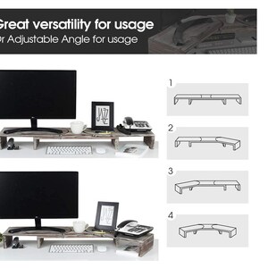 Monitor Stand Rustic Wood Dual Monitor Stand With Adjustable - Etsy