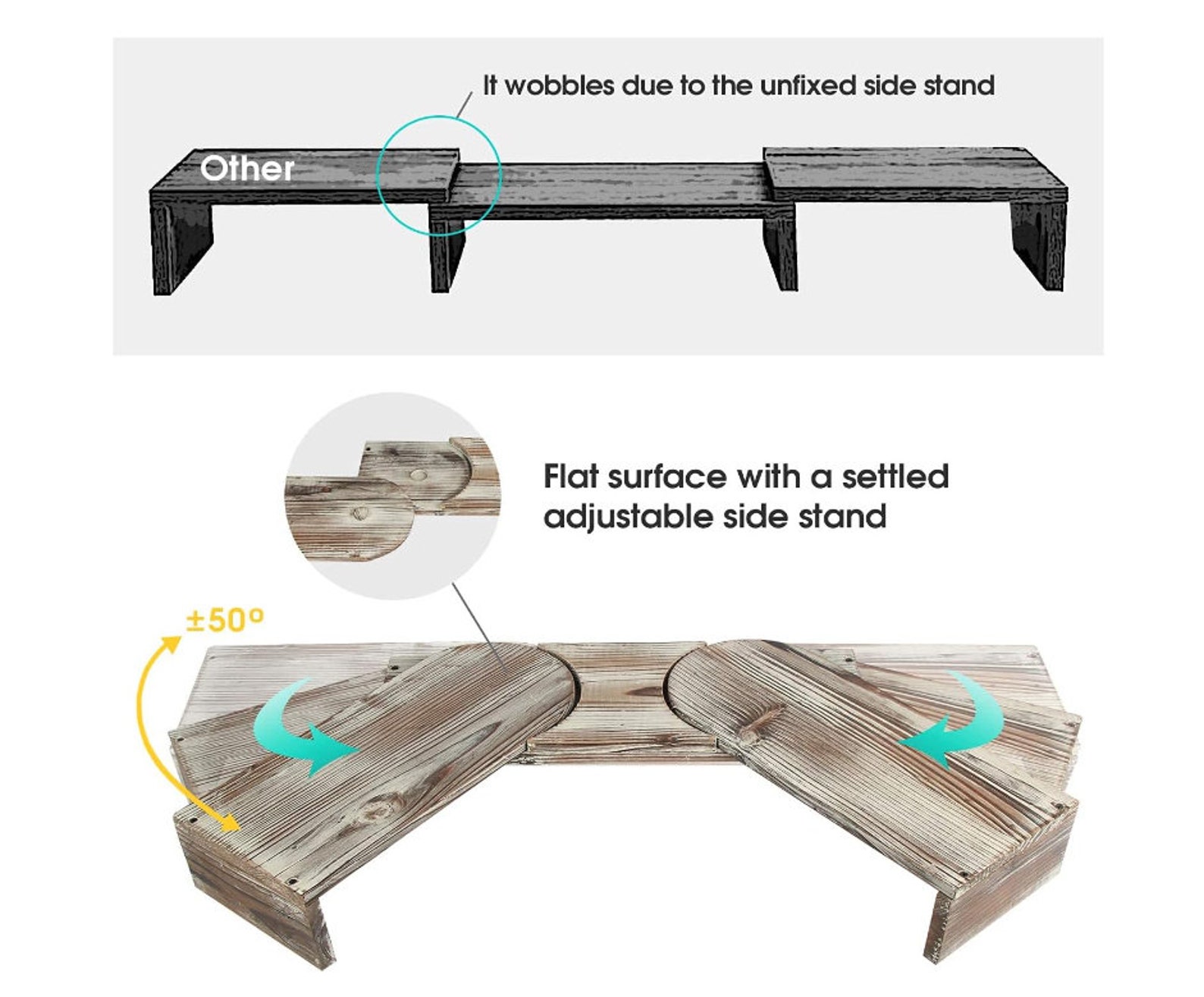 Monitor Stand Rustic Wood Dual Monitor Stand With Adjustable - Etsy