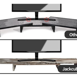 Monitor Stand Rustic Wood Dual Monitor Stand With Adjustable - Etsy