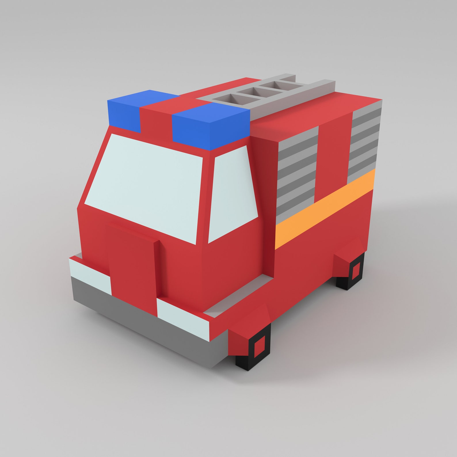 Fire Engine Papercraft, Papercraft DIY, Low Poly. 3D Paper Toys Digital ...