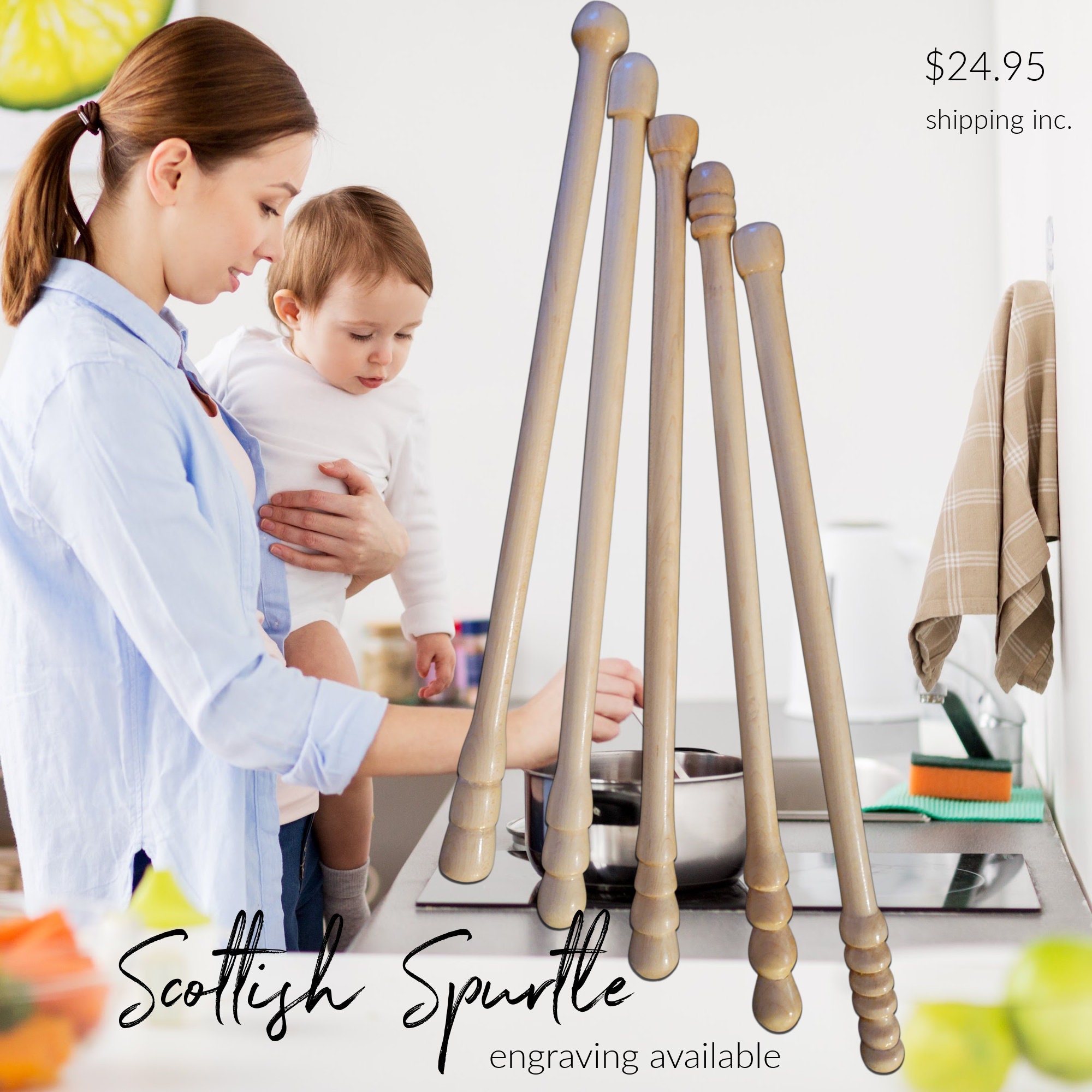 12-inch Hand-turned Canadian Maple Oatmeal Spurtles Perfect for ...