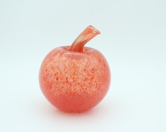 Blown Glass Red Apple Crackle With Removable Green Leaf Stem - Etsy