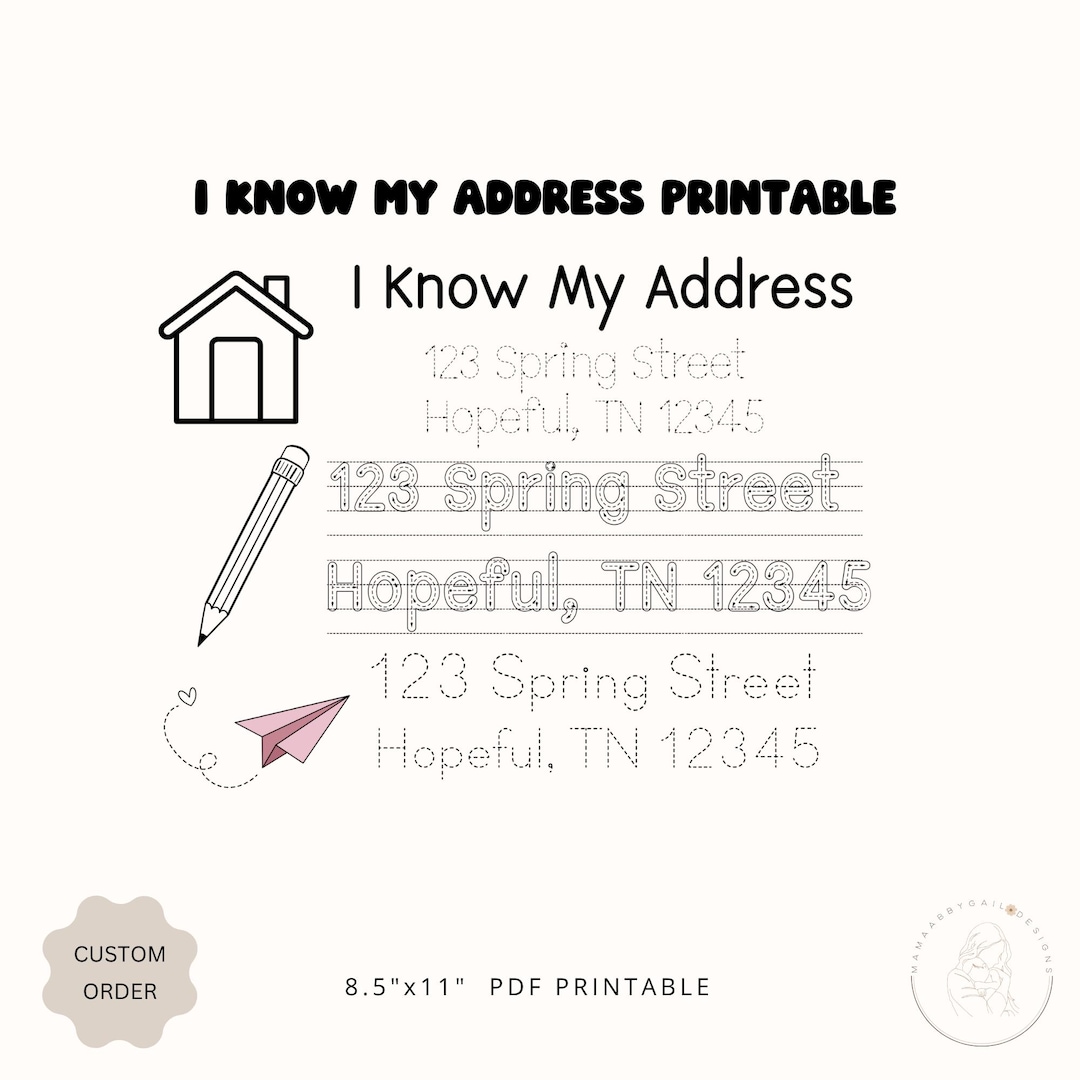 I Know My Address Printable | Custom Address Tracing Worksheet | Learn ...