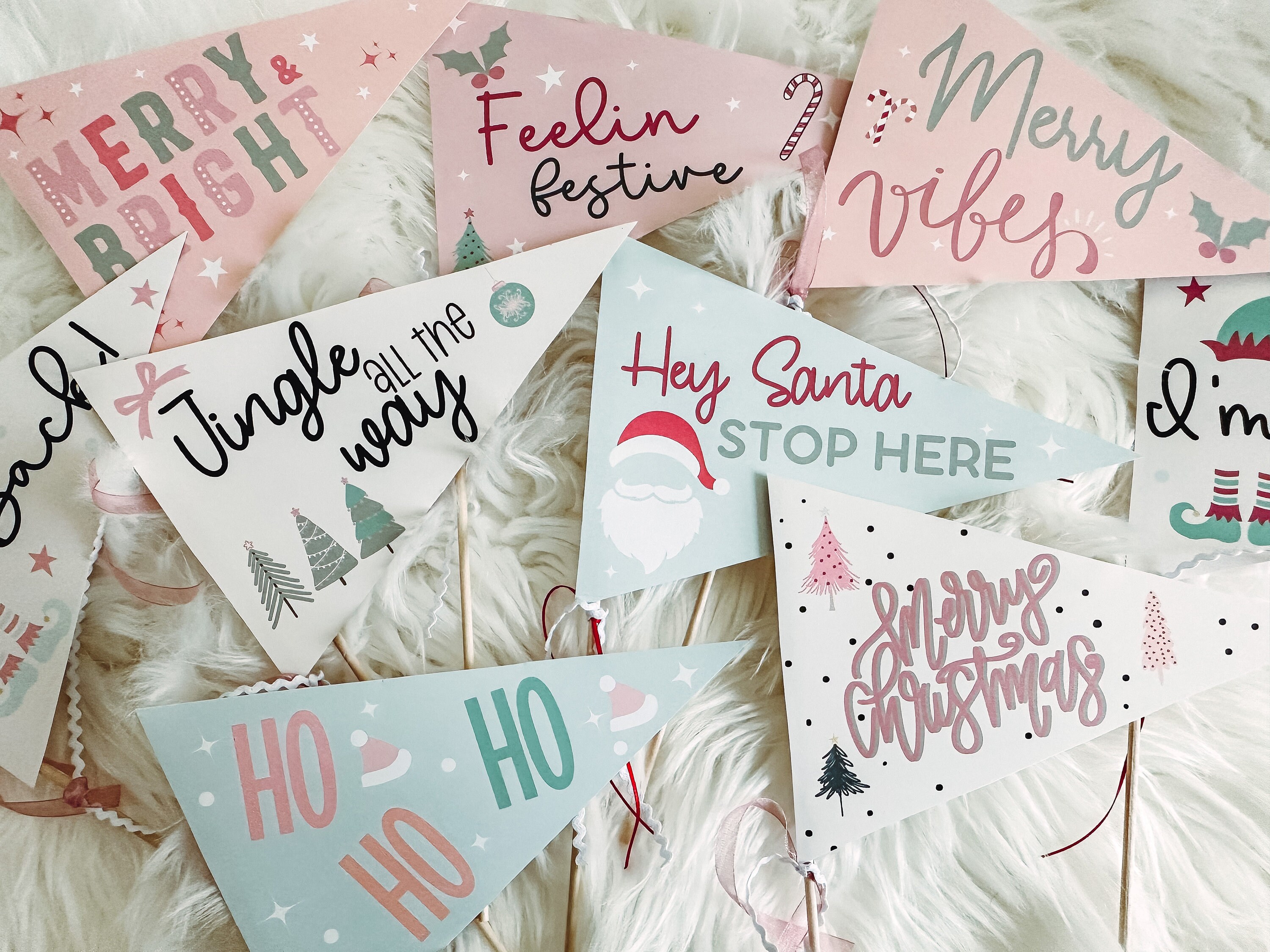 Printable Christmas Pennants Flag Bundle Holiday Flags Printable Santa ...