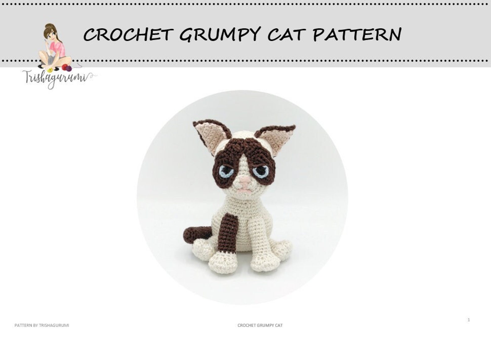 Crochet Grumpy Cat Crochet Pattern Amigurumi english - Etsy