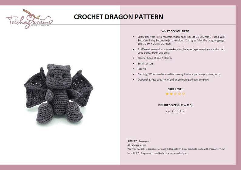 Crochet Dragon Amigurumi Crochet PDF Pattern Häkeldrache - Etsy
