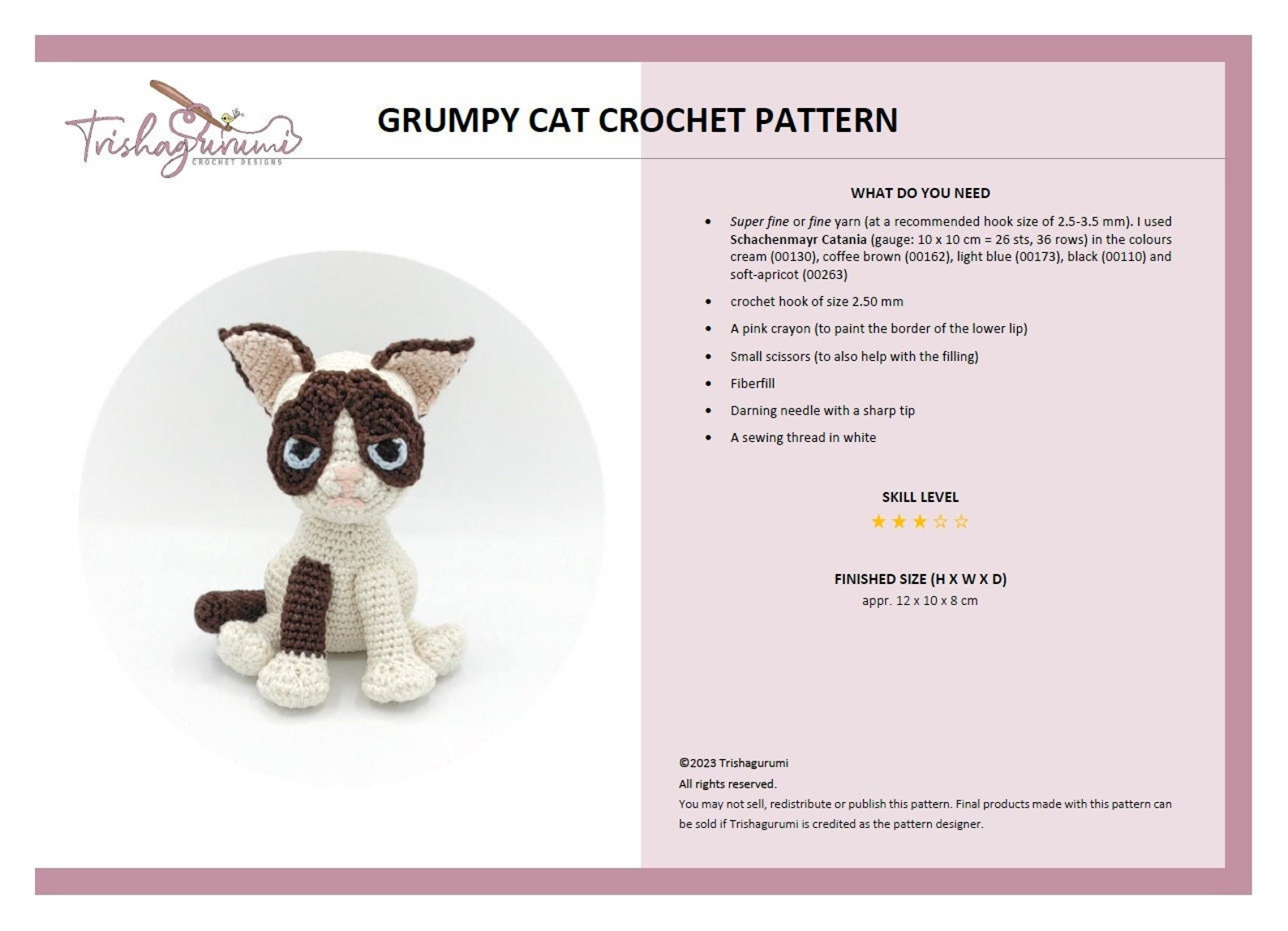 Crochet Grumpy Cat Crochet Pattern, Amigurumi, Häkelanleitung english ...