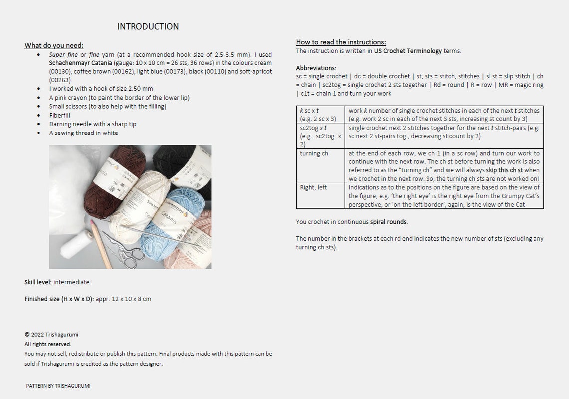 Crochet Grumpy Cat Crochet Pattern Amigurumi english - Etsy