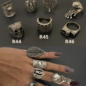 Boho Hippie Adjustable Rings. Gothic Unisex Rings. Silver Chunky Ring ...