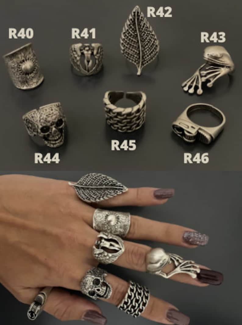 Boho Hippie Adjustable Rings. Gothic Unisex Rings. Silver - Etsy