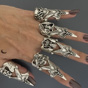 Gothic Finger Claw Rings. Unisex Adjustable Full Finger Rings. - Etsy