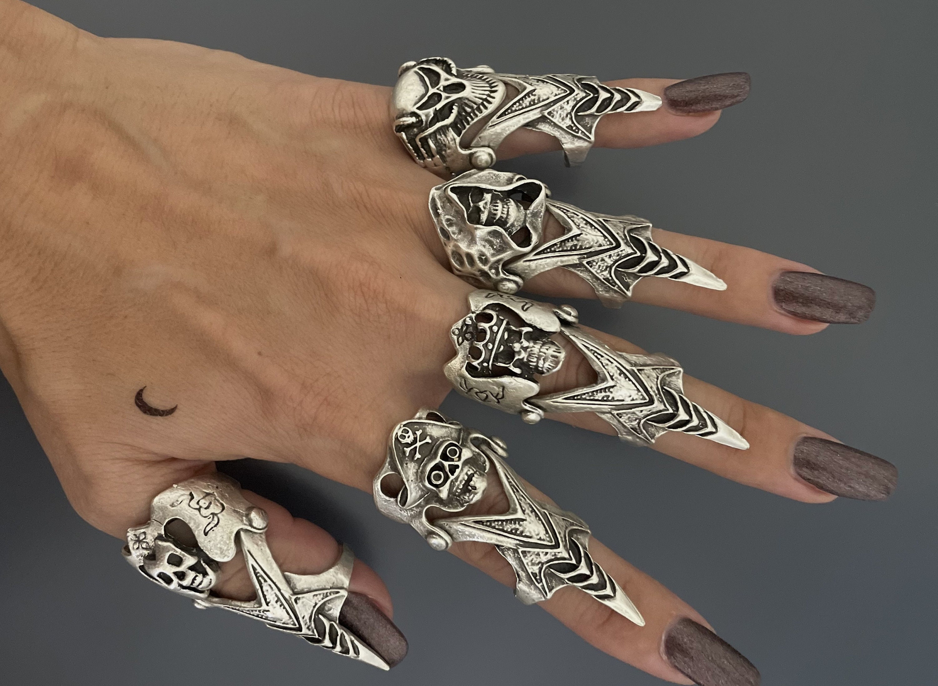Gothic Finger Claw Rings. Unisex Adjustable Full Finger Rings. - Etsy
