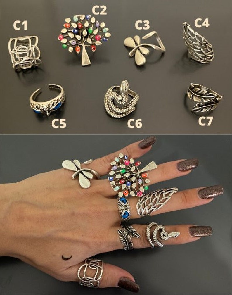 Boho Hippie Rings. Unisex Adjustable Rings. Statement Ring. Creative ...