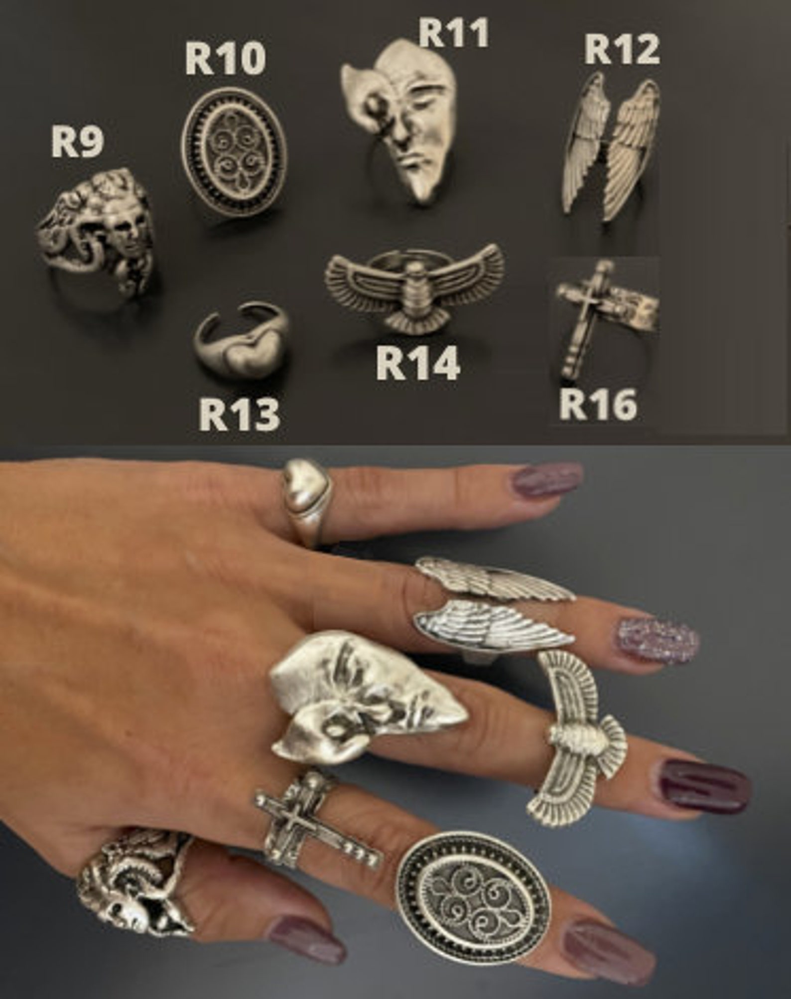 Boho Hippie Adjustable Rings. Gothic Unisex Rings. Silver - Etsy