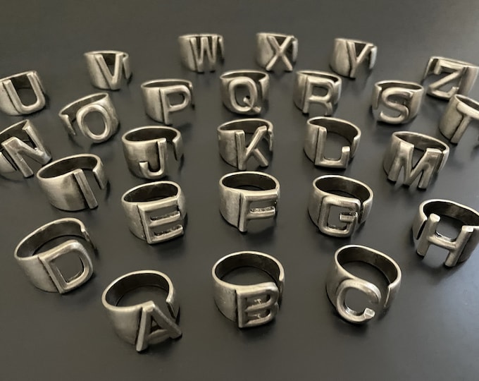 Initial Rings. Adjustable Ring From 4.5 to 9.5 US Size. Unisex Handmade ...