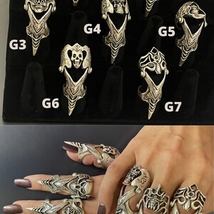 Gothic Finger Claw Rings. Unisex Adjustable Full Finger Rings. - Etsy