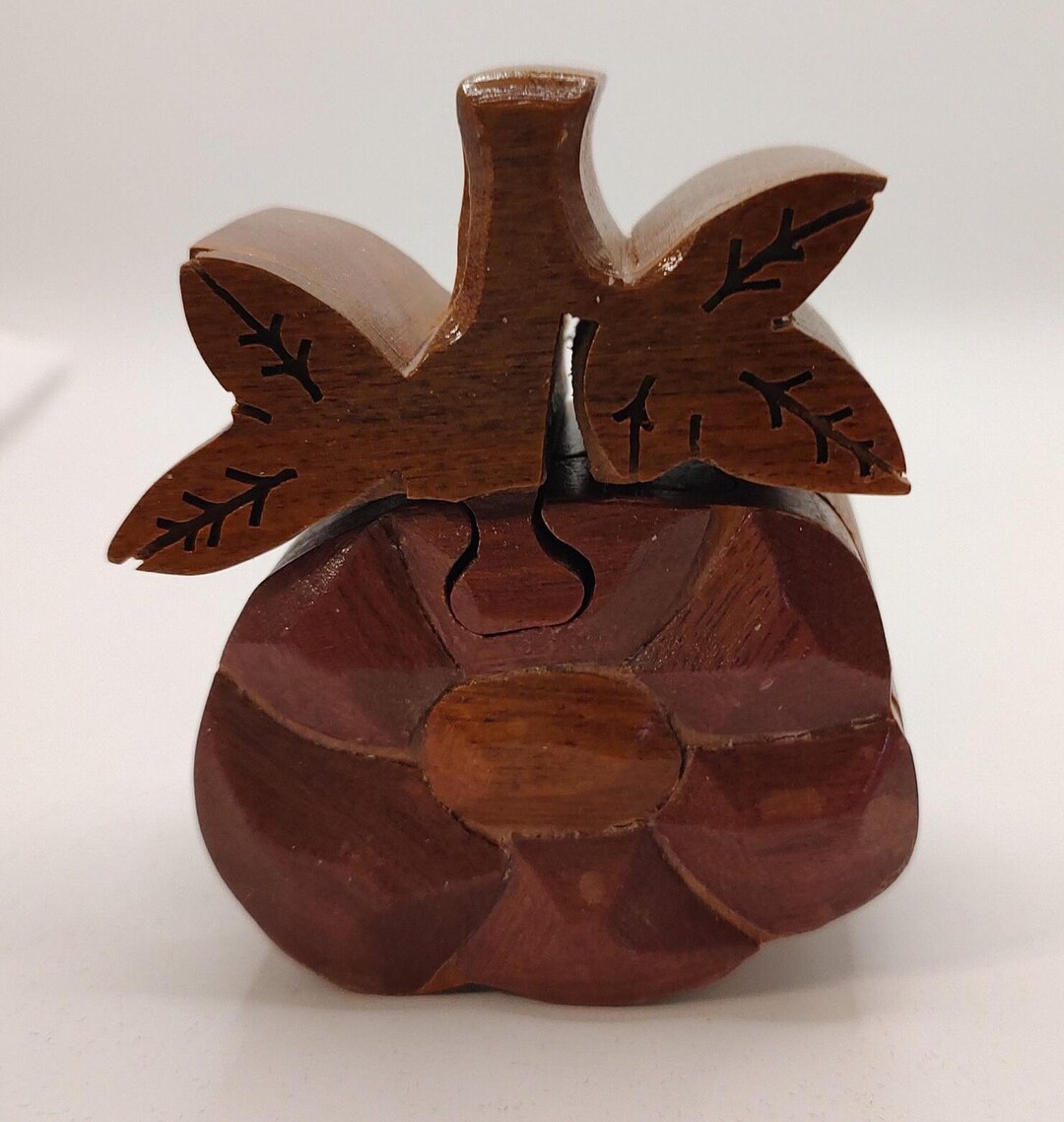 Vintage Carved Wood Flower Puzzle Box: Handmade Trinket Stash Box - Etsy