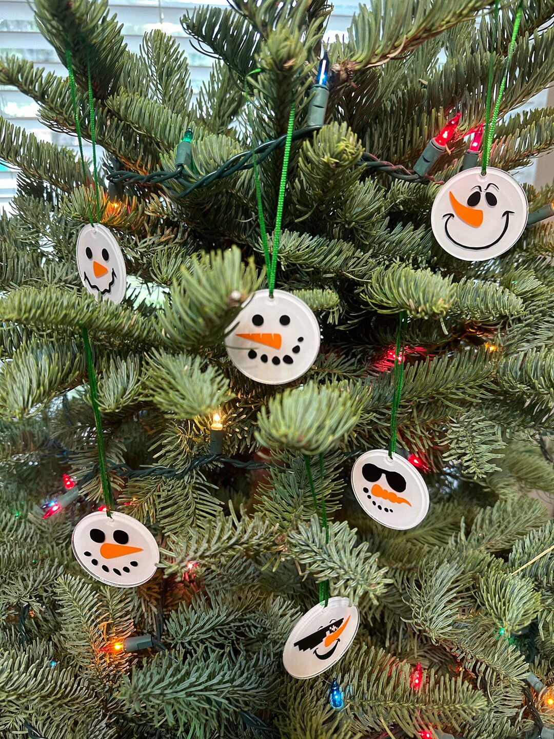 Snowman Christmas Tree Ornaments Set of 6 - Christmas - Snowman Faces ...