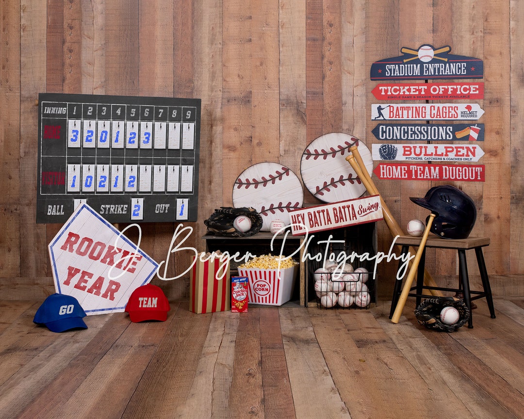 Digital Backdrop Baseball Theme, Great for 1st Fathers Day, Rookie Year ...