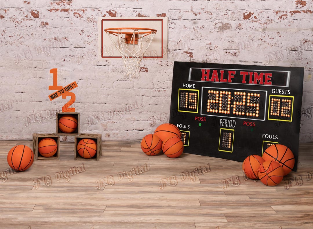 Half Way to One Birthday, Half Time Basketball Birthday, 6 Month Old ...