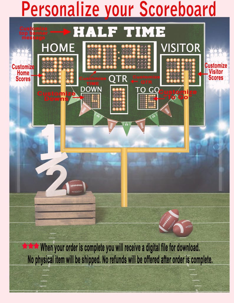 Personalized Digital Backdrop for 6 Month Old Baby Football Theme With ...