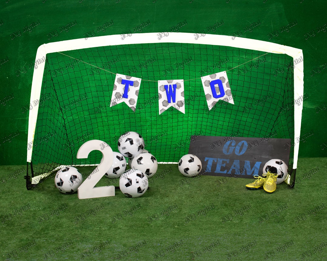 Soccer Digital Themed Background for 2nd Birthday, Two Year Old Toddler ...