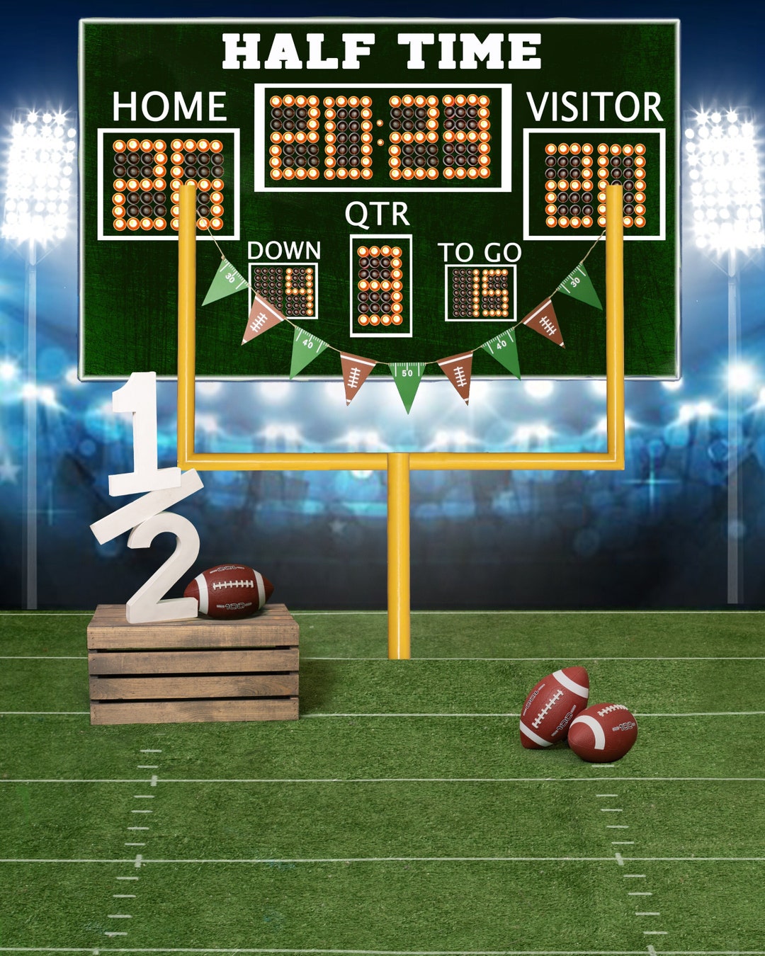 Digital Backdrop Football Half Time Theme 1/2 Birthday 6 - Etsy