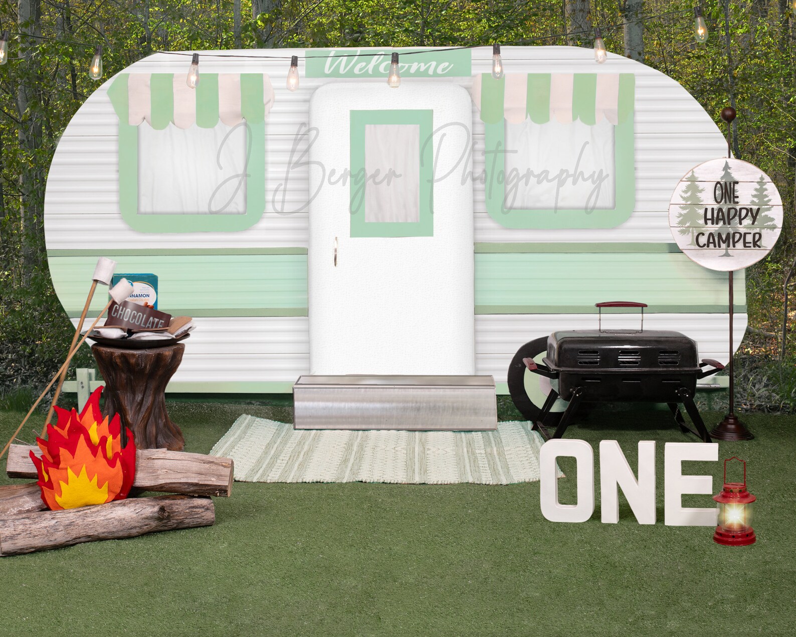 Digital Backdrop, Toddler, Child, One Happy Camper Theme Backdrop for ...