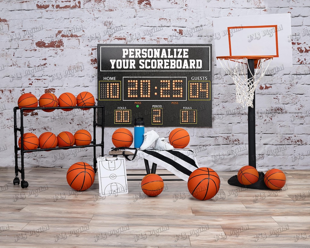Digital Basketball Backdrop Theme With Customized Scoreboard, Kids ...
