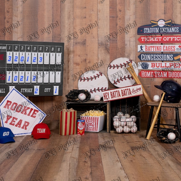 Baseball 1st Birthday Digital Backdrop - Etsy