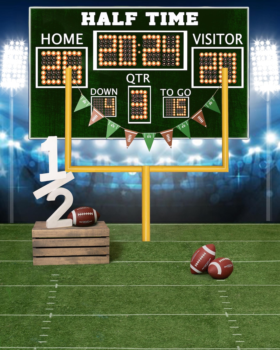 Personalized Digital Backdrop for 6 Month Old Baby Football Theme With ...