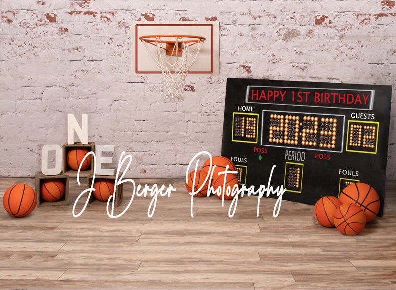 Digital Toddler Child First Birthday Basketball Themed - Etsy