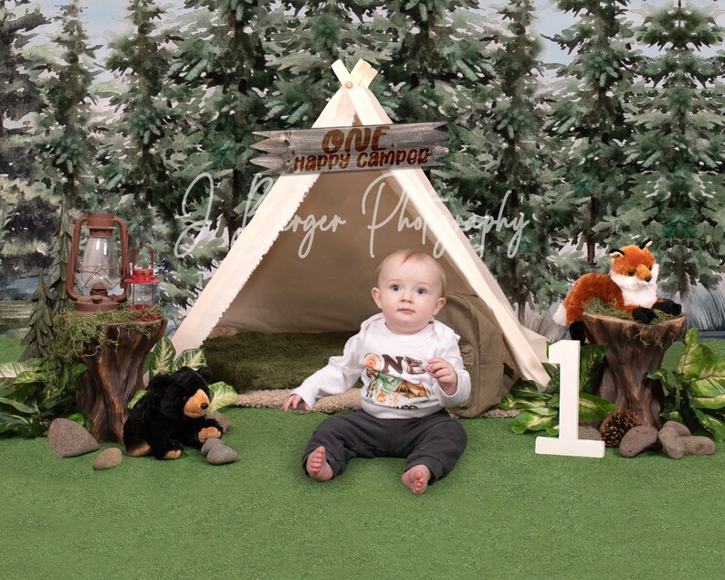Digital Backdrop Toddler, Kids, Child, One Happy Camper, First Birthday ...