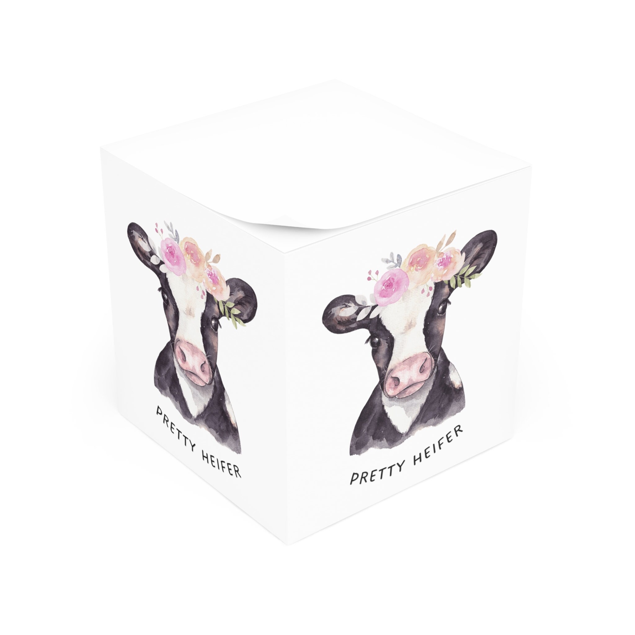 Pretty Heifer Note Cube Cow Farm Animal Flowers Office - Etsy