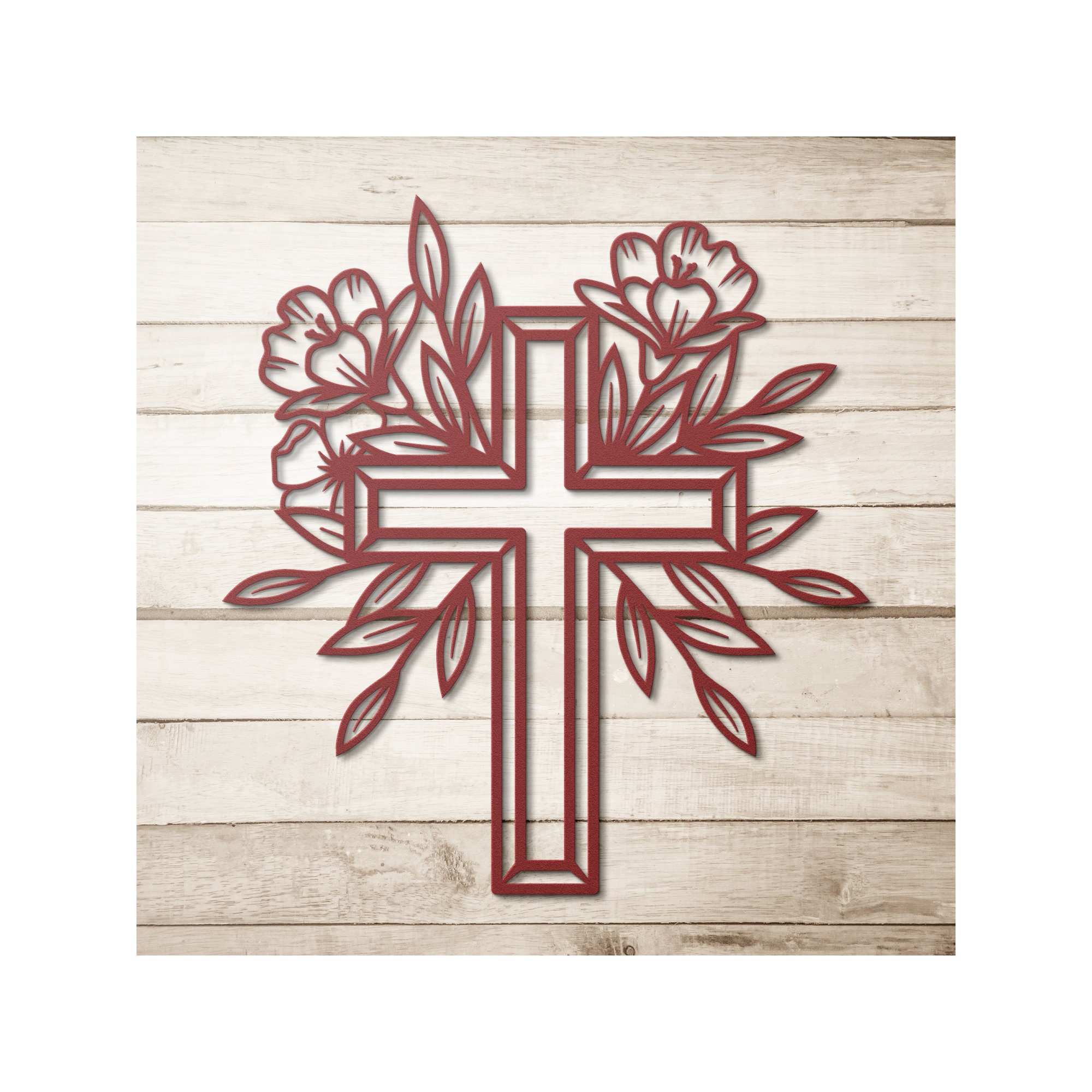 Cross Flowers Metal Wall Art - Etsy