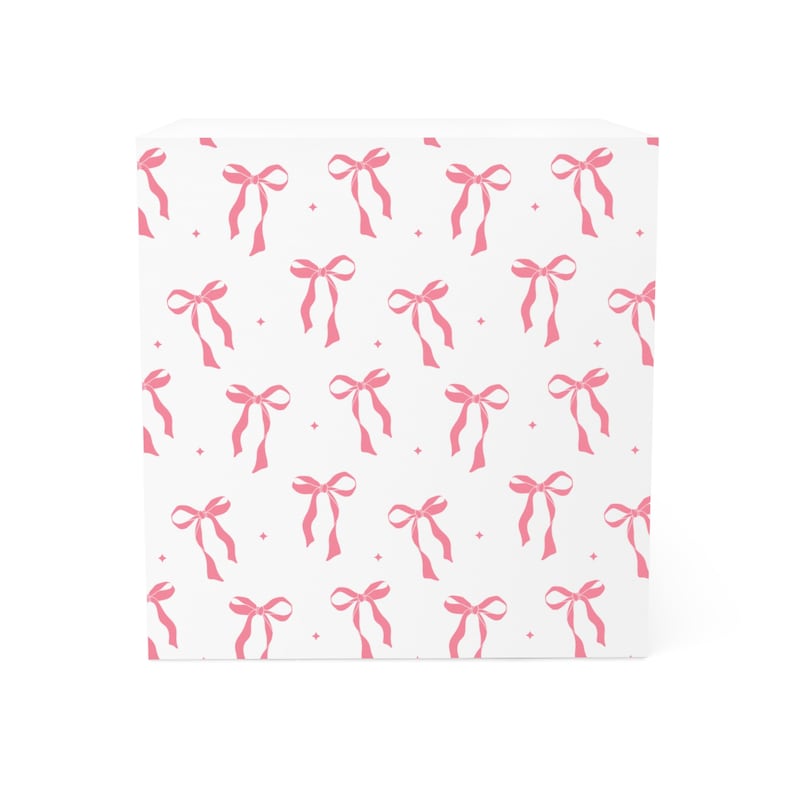 Pink Bow Note Cube Coquette Girly Cute Office Supplies Teacher School ...