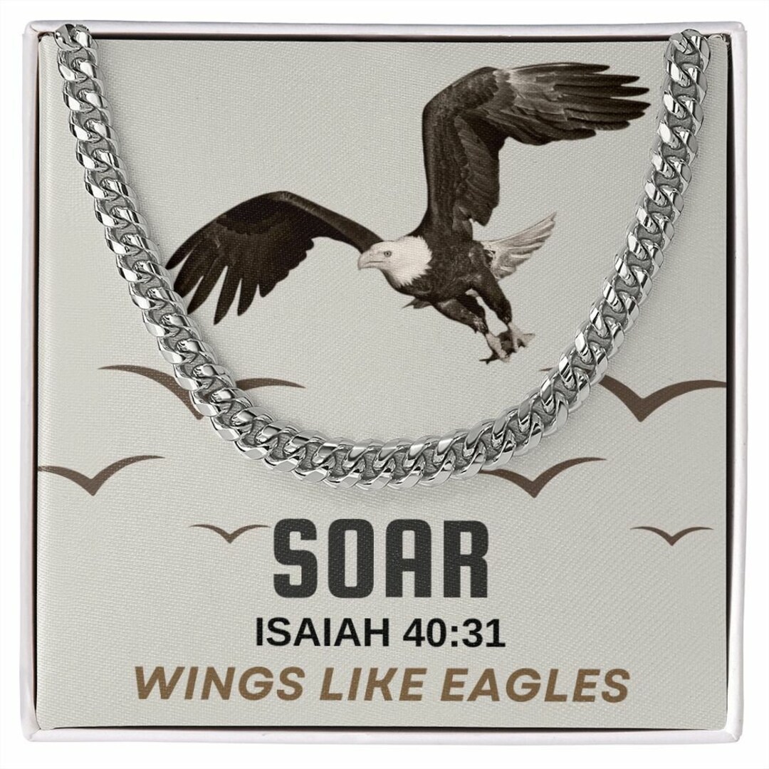 Soar Chain Necklace Wings Like Eagles Isaiah 40:31 Men Jewelry Hope in ...