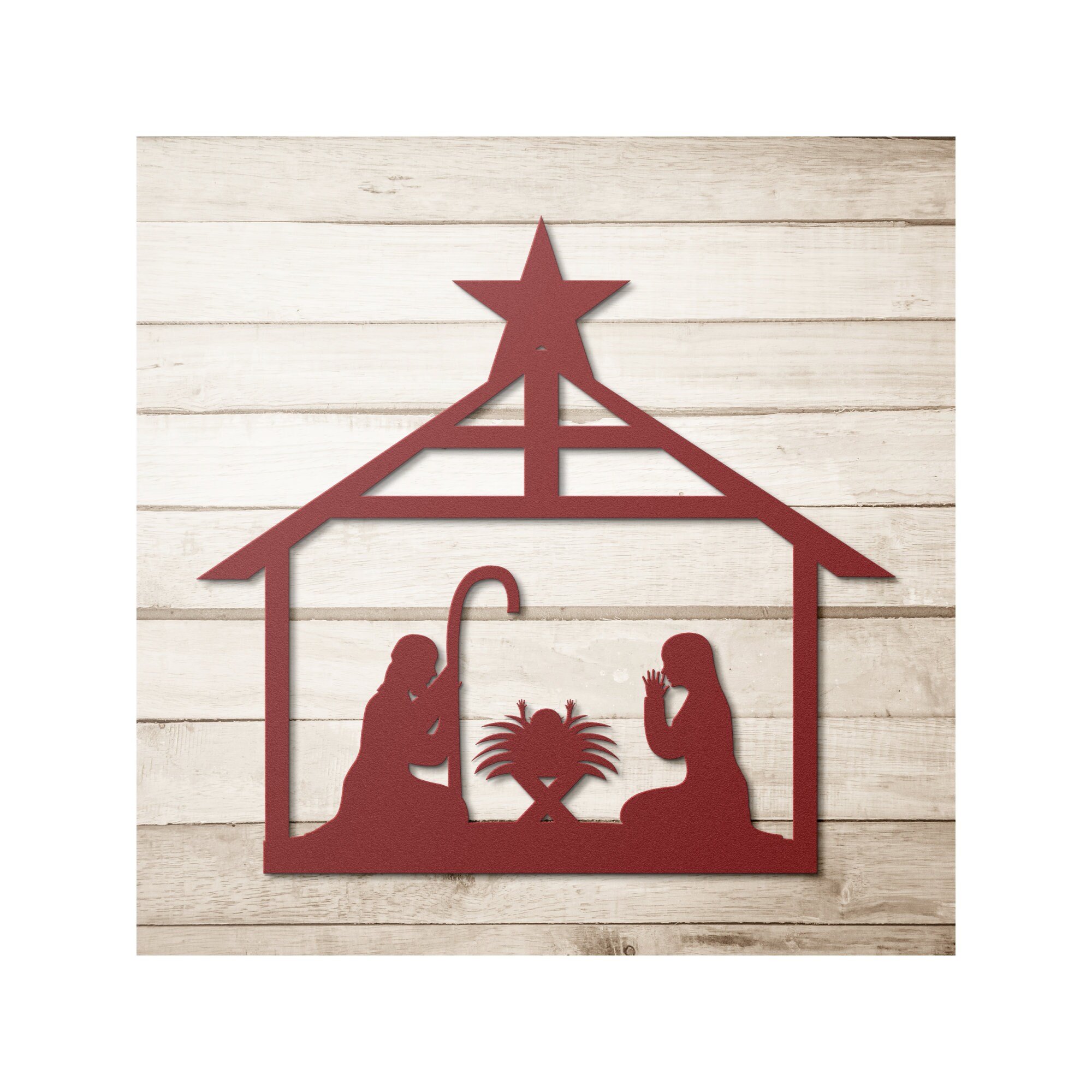 Nativity Metal Wall Art Manger Scene Jesus Birth Savior Star Christmas ...