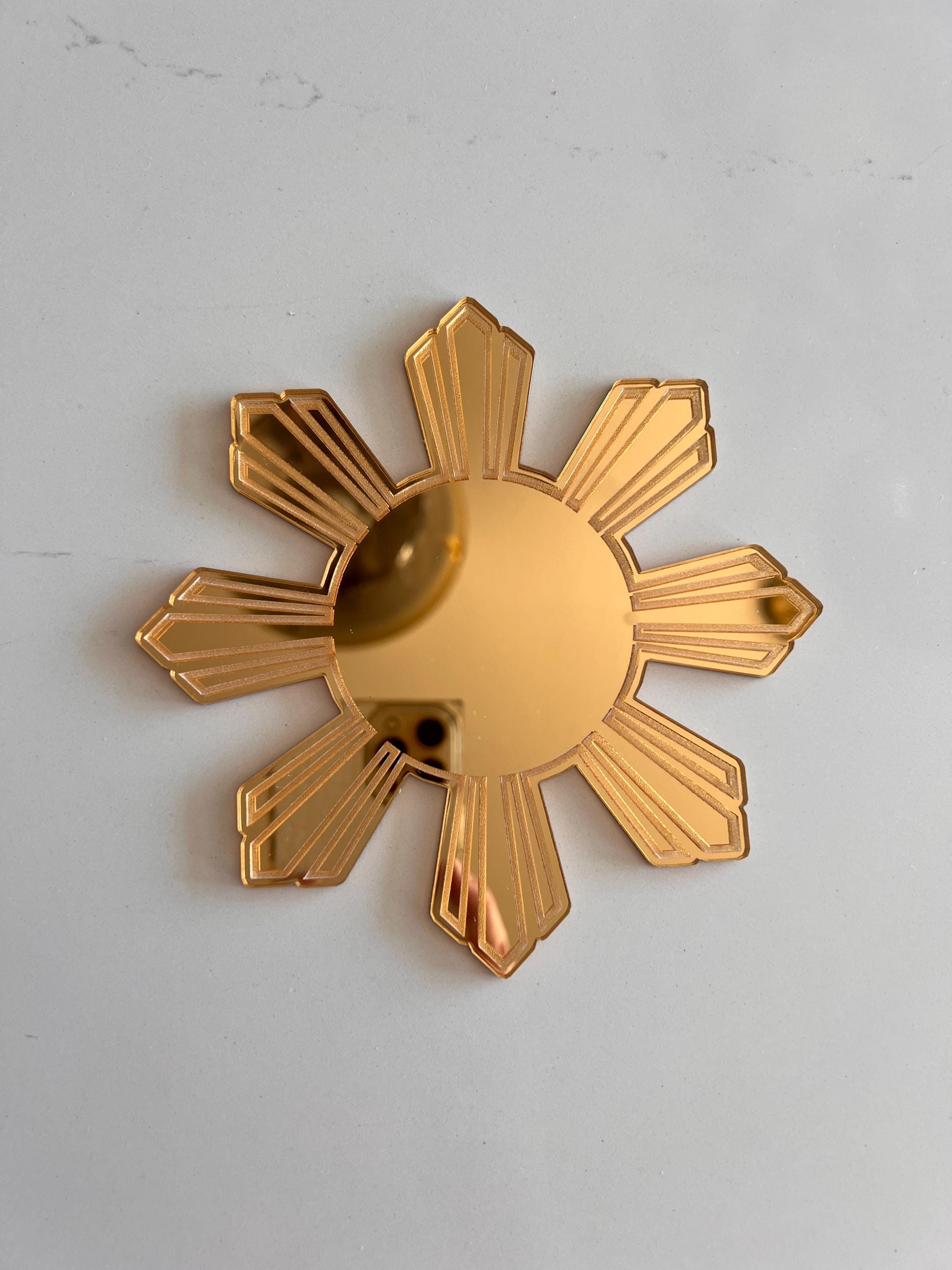 Mirror Gold Filipino Sun Wall Decor | Laser Engraved Acrylic | Modern ...