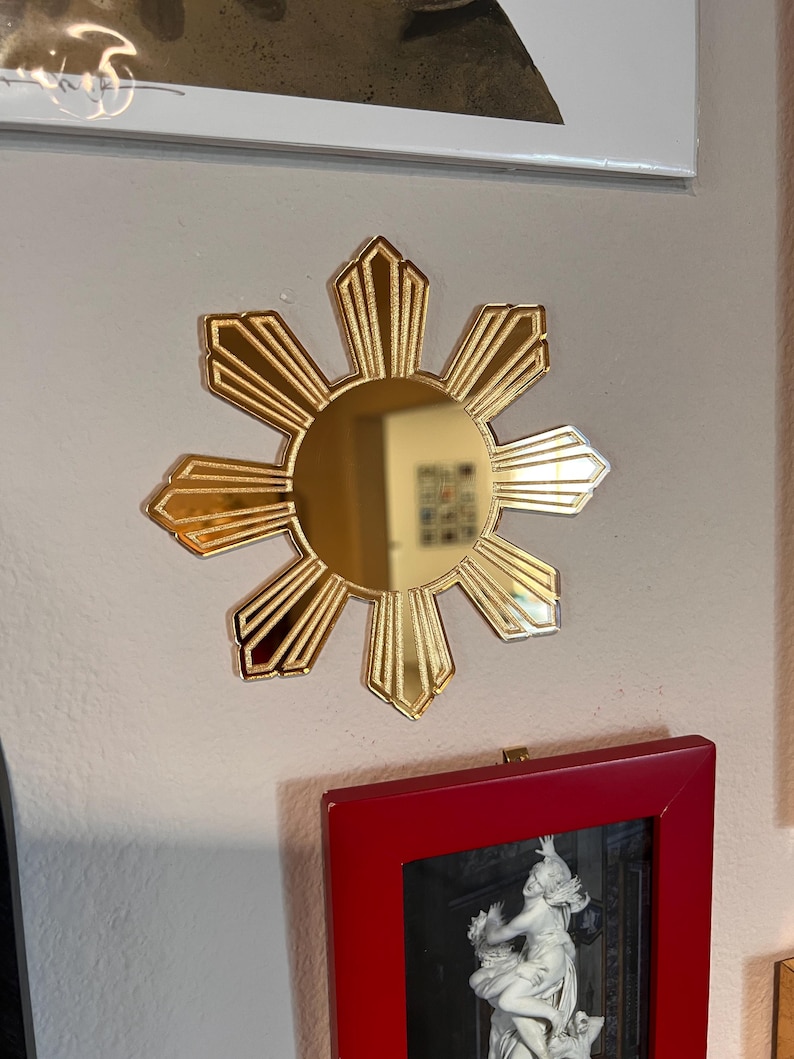 Mirror Gold Filipino Sun Wall Decor | Laser Engraved Acrylic | Modern ...