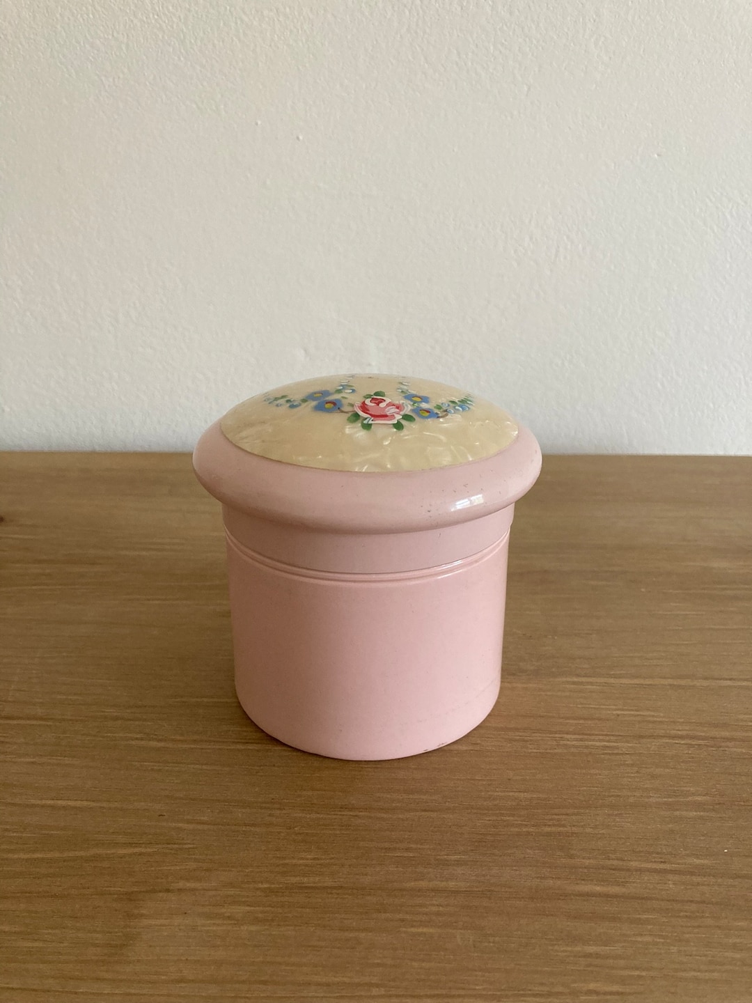 Vintage 1950s Vanity Pot Powder Pot Pink Hand Painted - Etsy