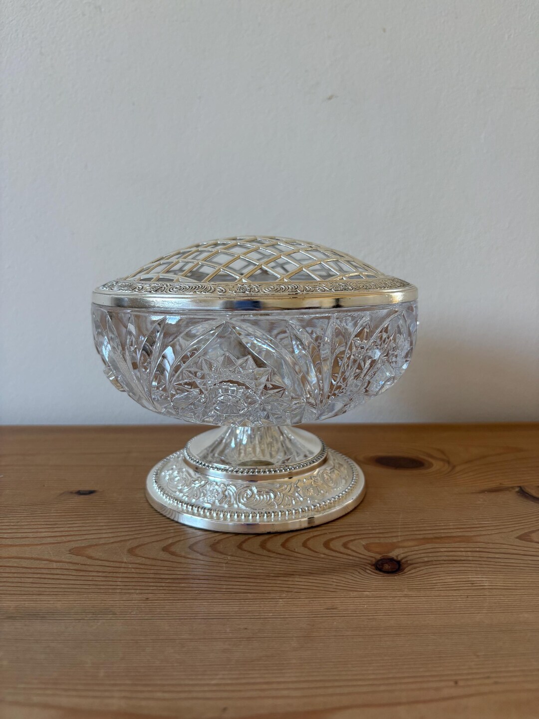 Vintage Mayell Crystal Rose Bowl, Flower Frog - Etsy