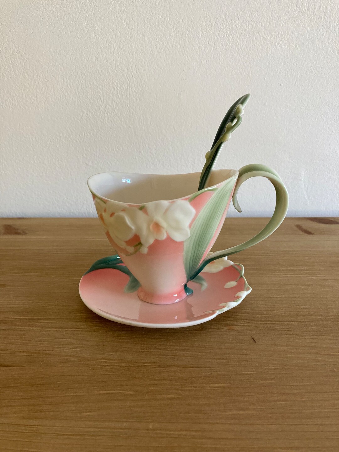 Franz Porcelain Collection Moth Orchid Teacup and Saucer With - Etsy