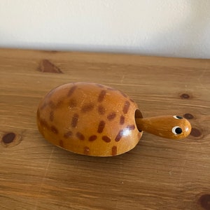 Vintage Czech Wooden Tortoise, Turtle, 1970s, Bobbing Wobbly Head Push ...
