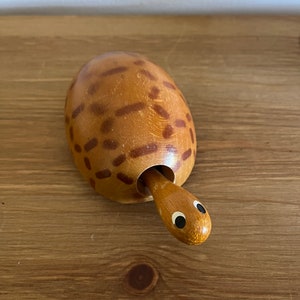 Vintage Czech Wooden Tortoise, Turtle, 1970s, Bobbing Wobbly Head Push ...