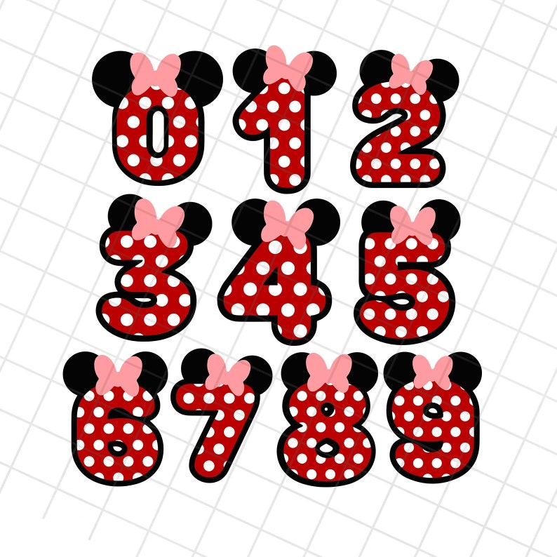 Mouse Ears Numbers Svg, Polka Dots Numbers Svg, Birthday Numbers Svg ...