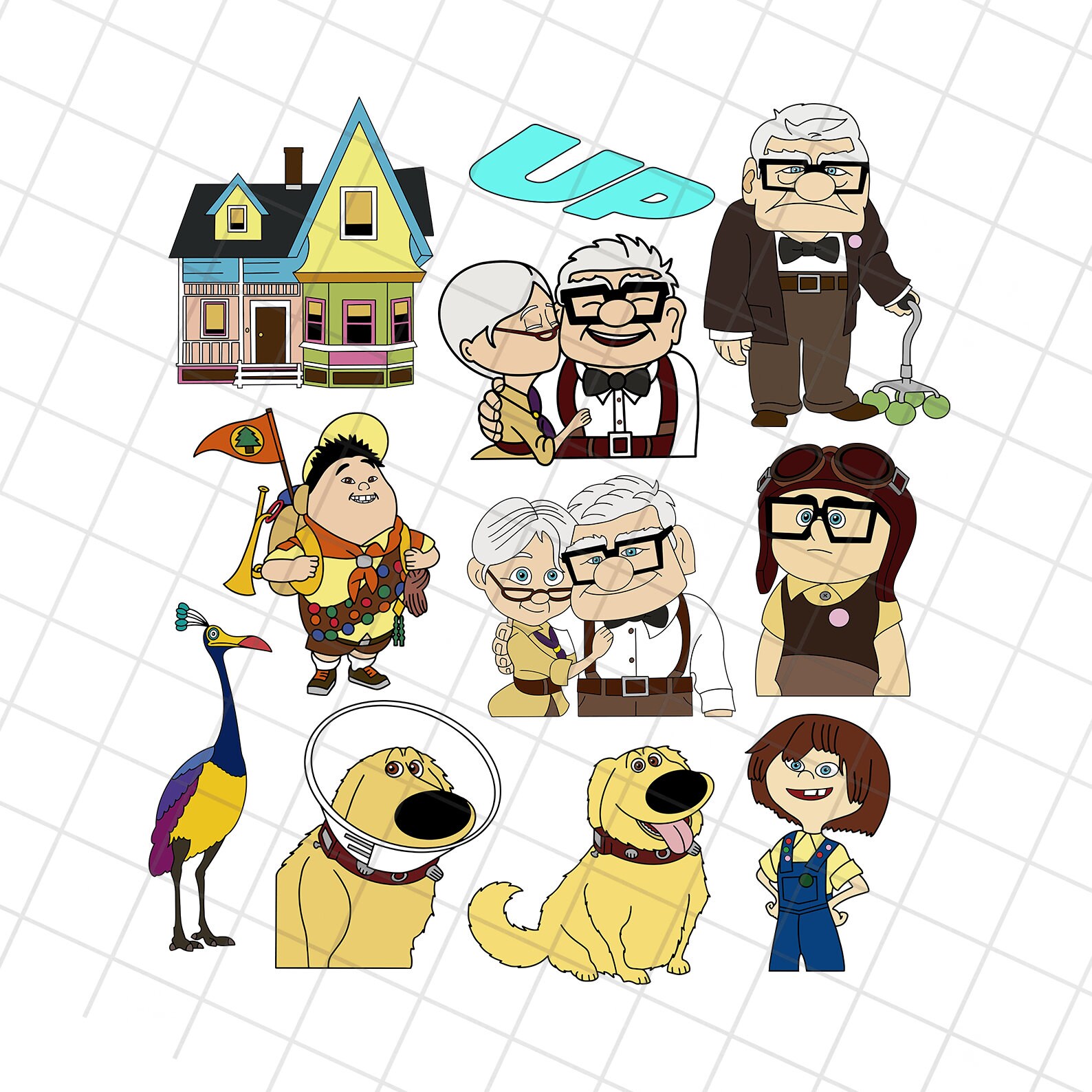 Up! Svg Files, up Mive Dxf, Png Files, Carl and Ellie Clipart, up Movie ...