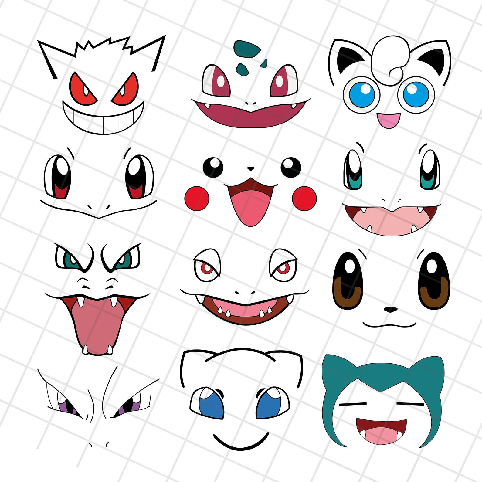 Pikachu Face Svg, Video Game Clipart, Dxf Files, Faces Svg, Pikachu ...